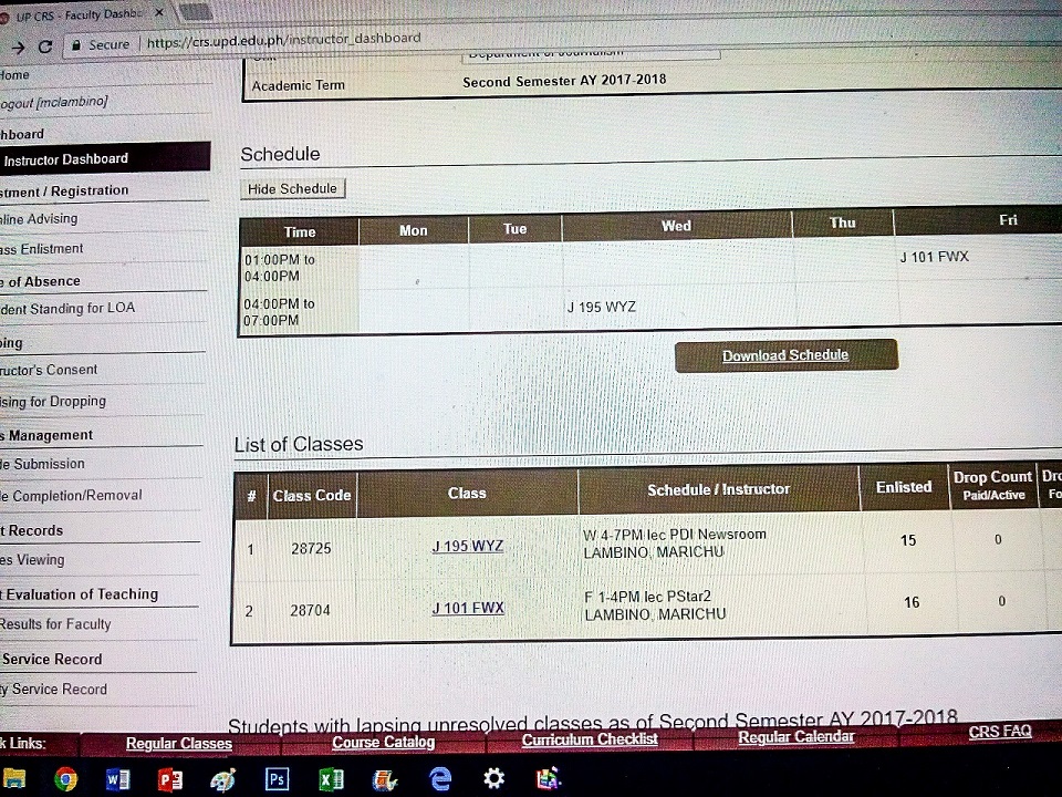 Defective CRS Dashboard #universityofthephilippines I WAS NEVER LATE IN SUBMITTING MY GRADES ...