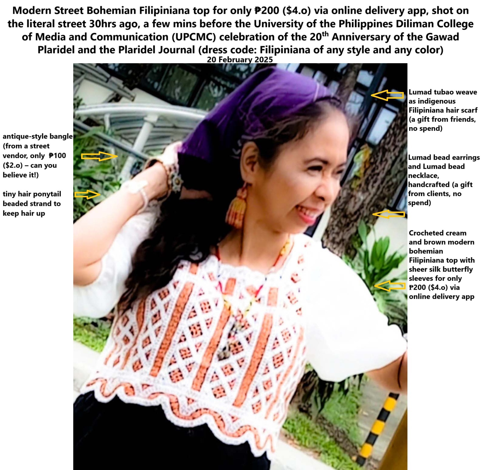 Filipiniana fountain of friendship. Bohemian Filipiniana top, ₱200 ($4 ...